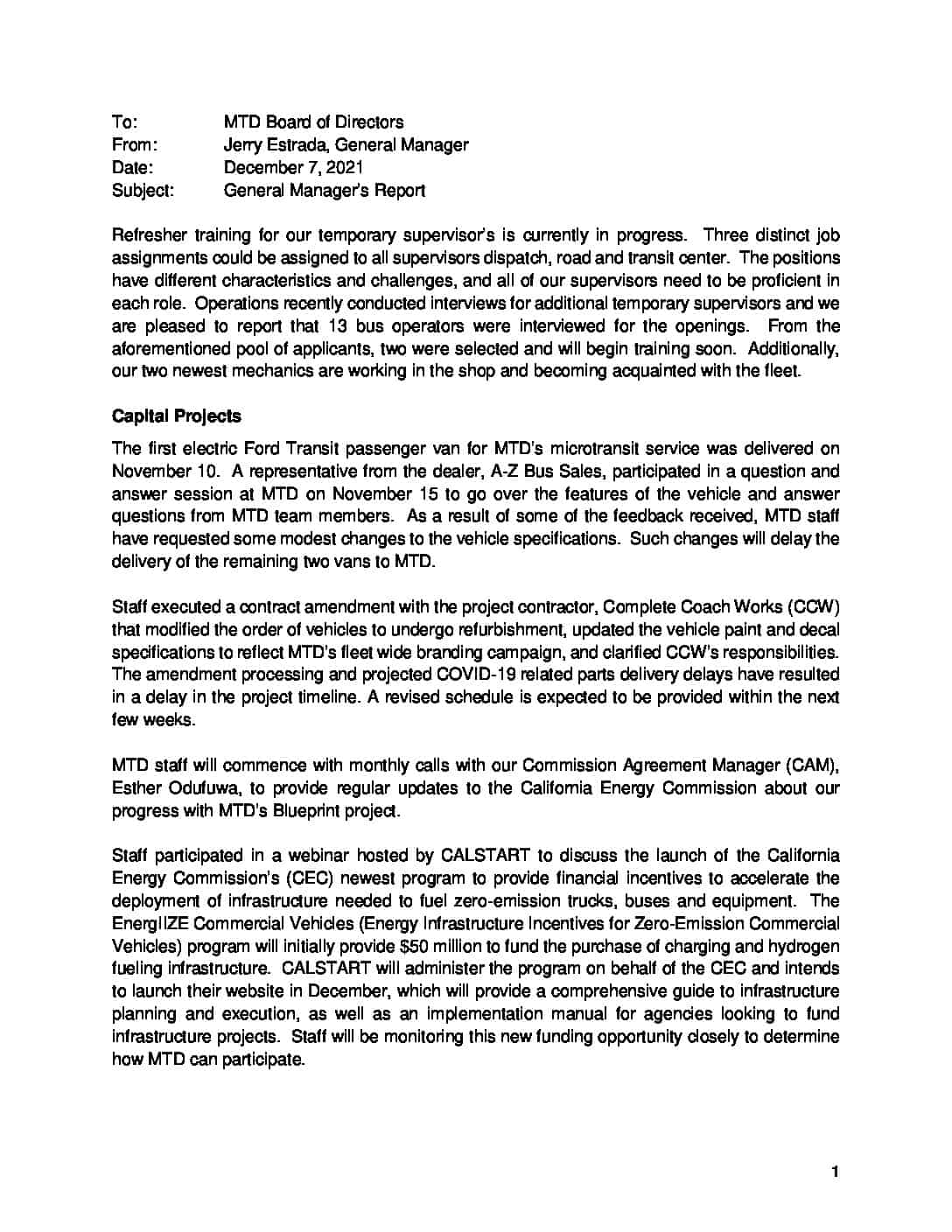 20211207 Item #14 General Manager’s Report – Santa Barbara MTD