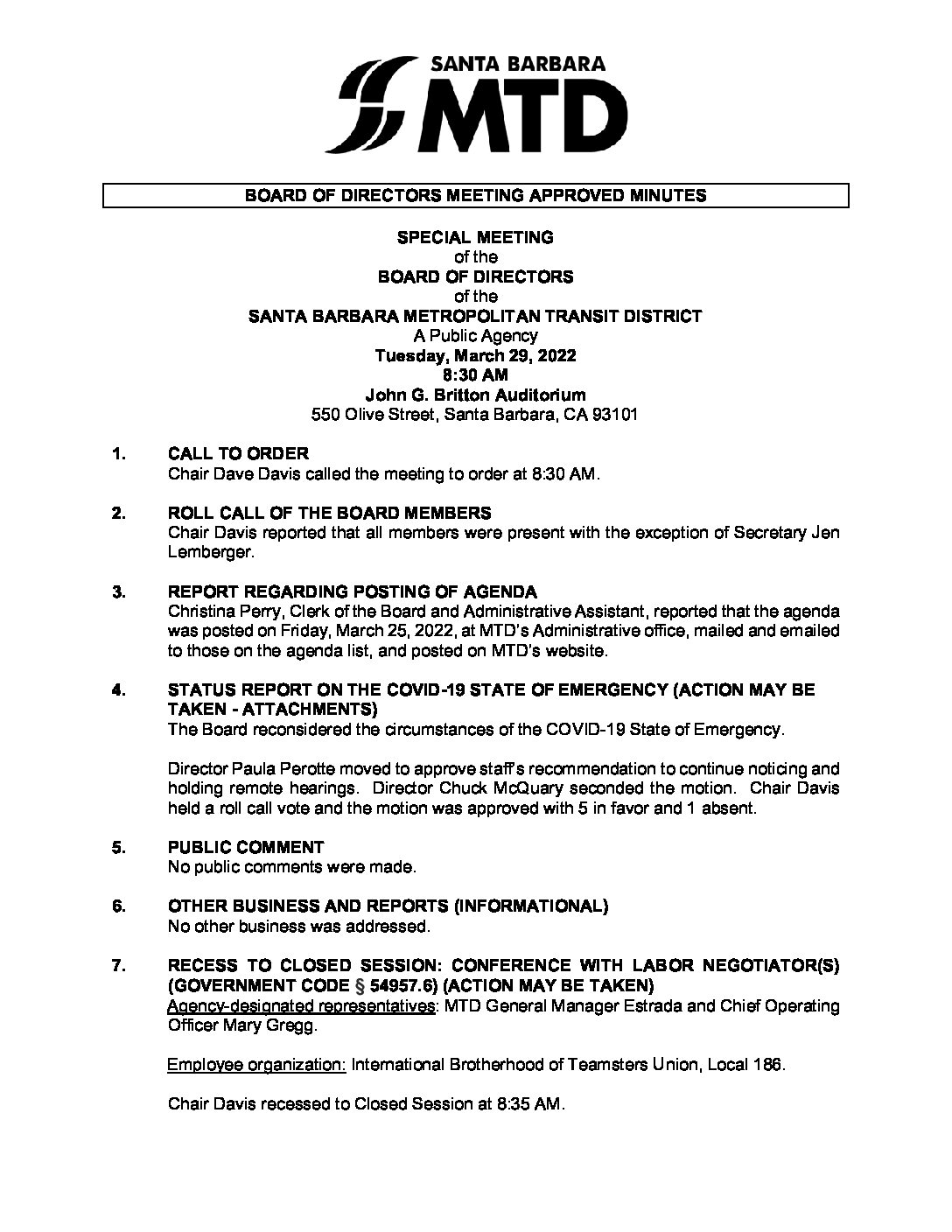 20220329 Approved Minutes – Santa Barbara MTD