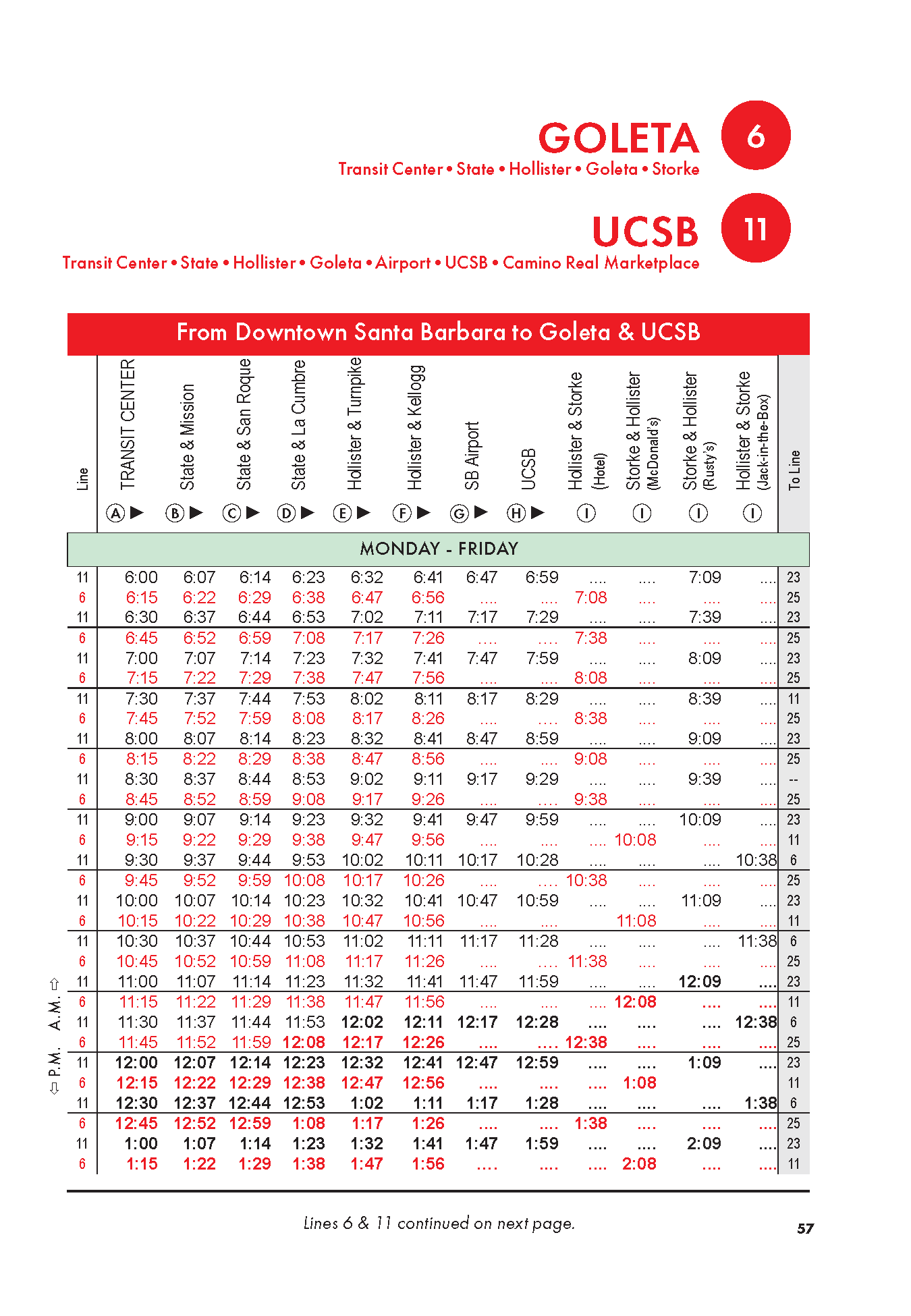 Line 11 – State/ Hollister/ UCSB – Santa Barbara MTD