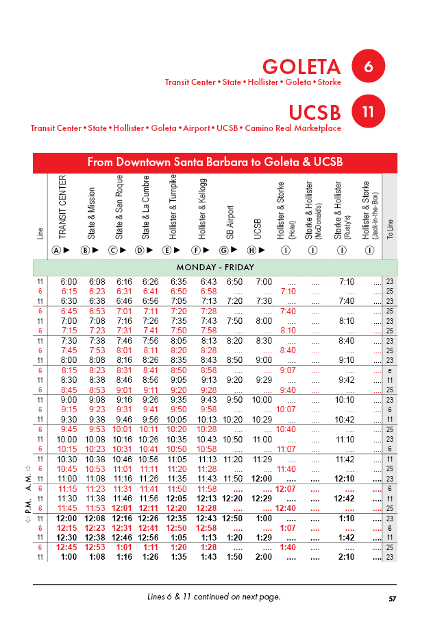 Line 11 – State/ Hollister/ UCSB – Santa Barbara MTD