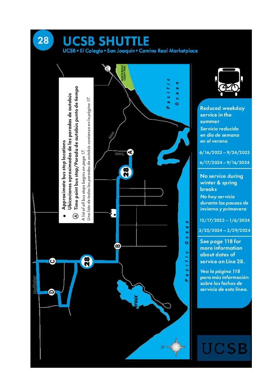 Line 28 and Stops – Santa Barbara MTD