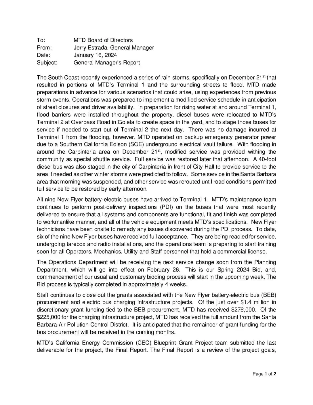 20240116 item #9 – GM Report – Santa Barbara MTD