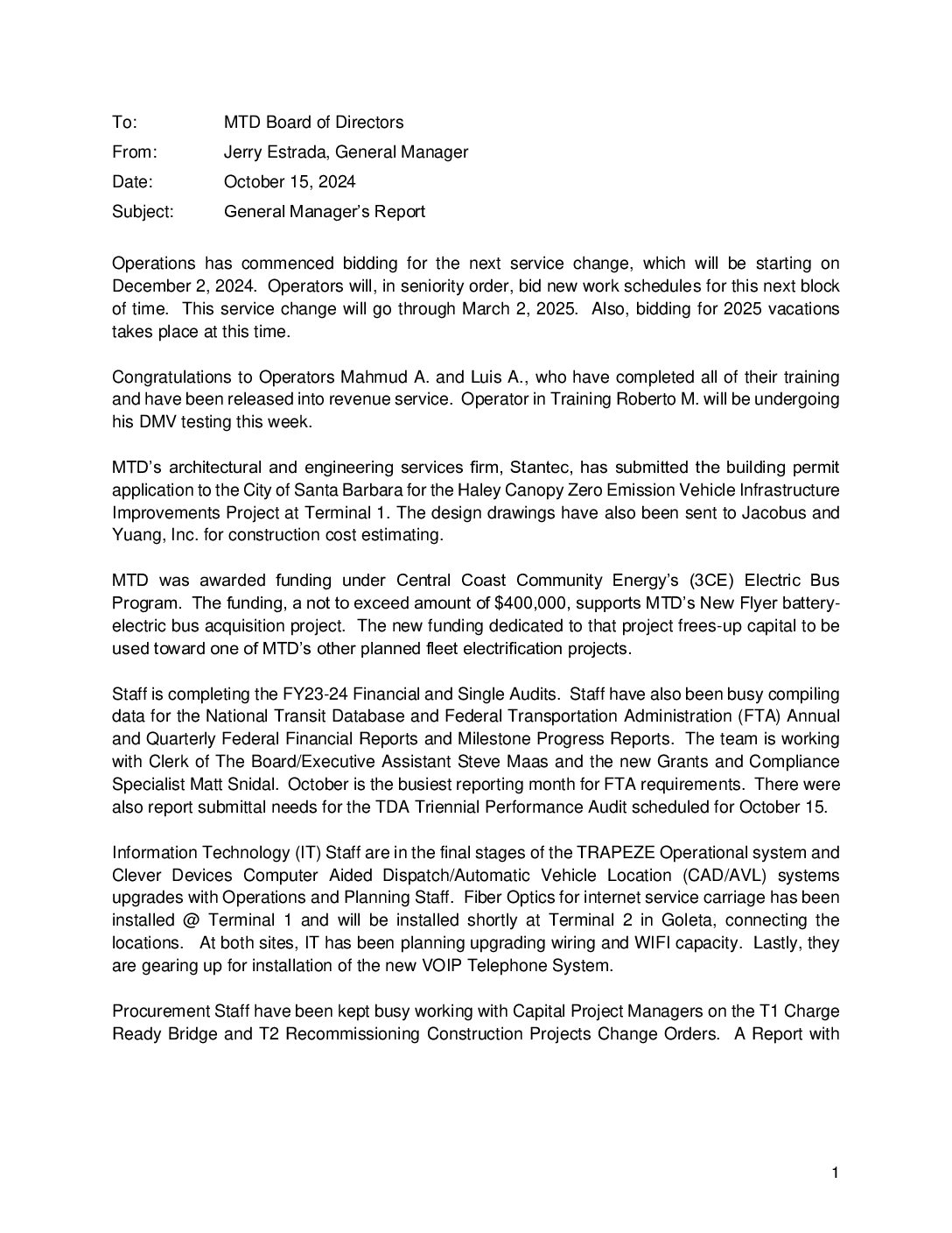 20241015 Item #13 GM Report – Santa Barbara MTD