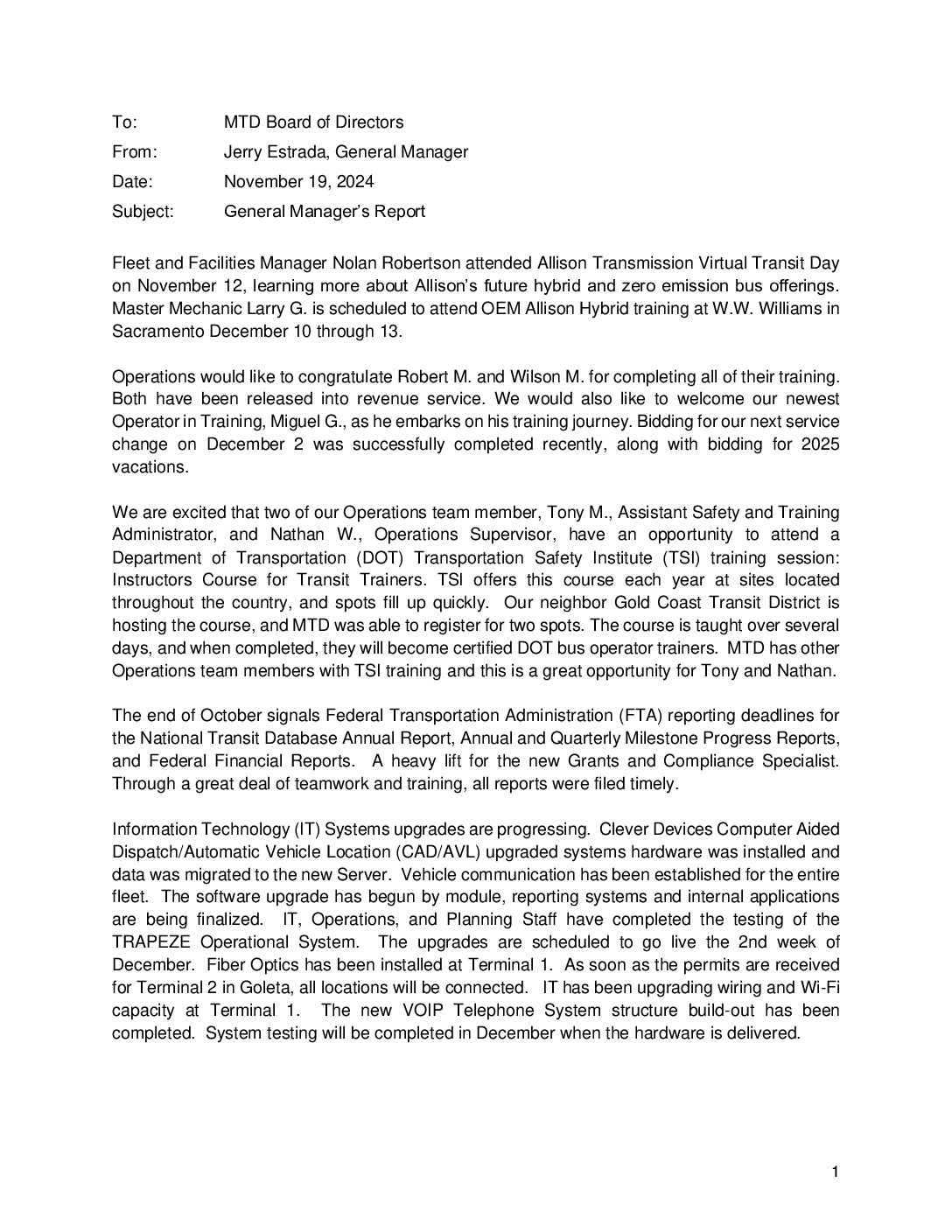 20241119 Item #11 GM Report – Santa Barbara MTD