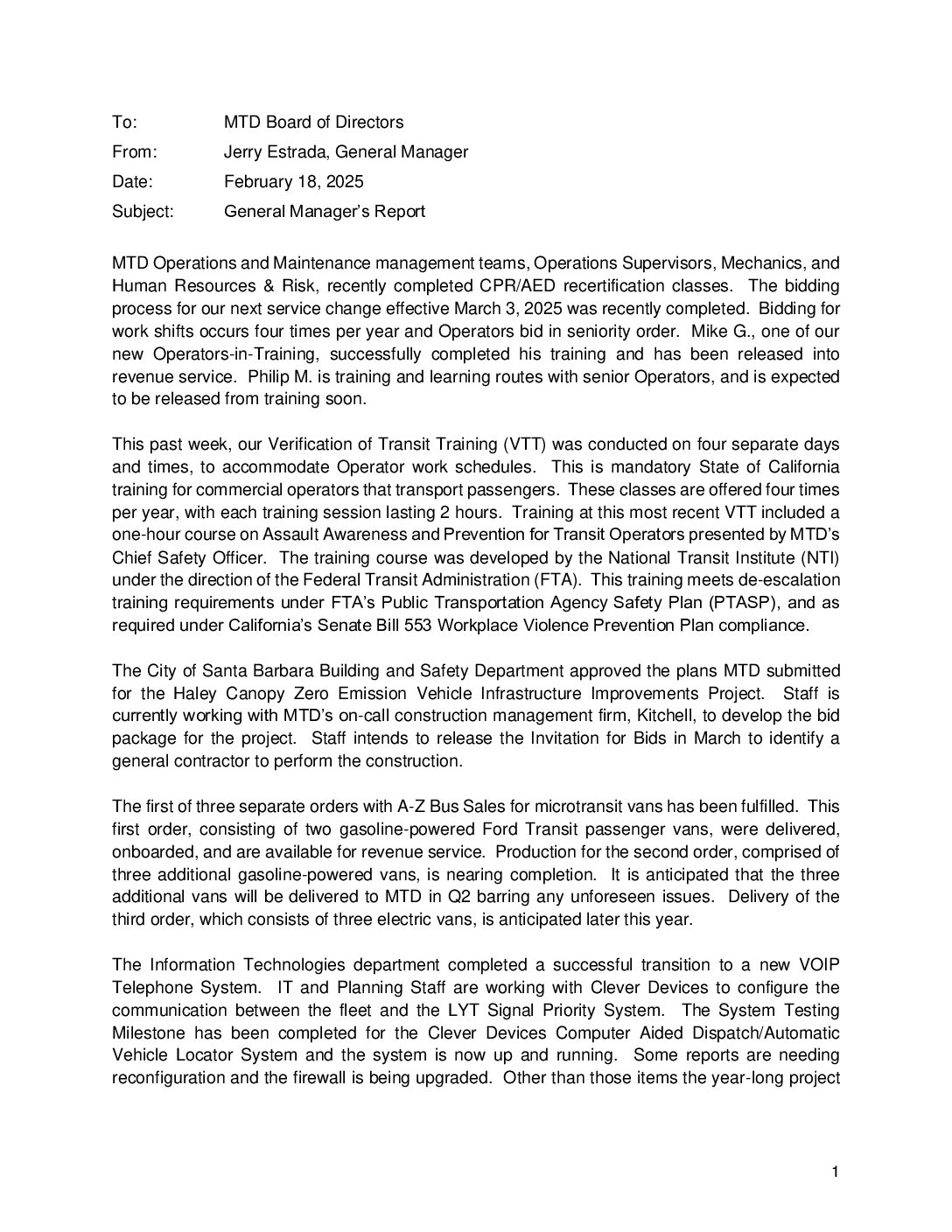 20250218 Item #10 GM Report – Santa Barbara MTD