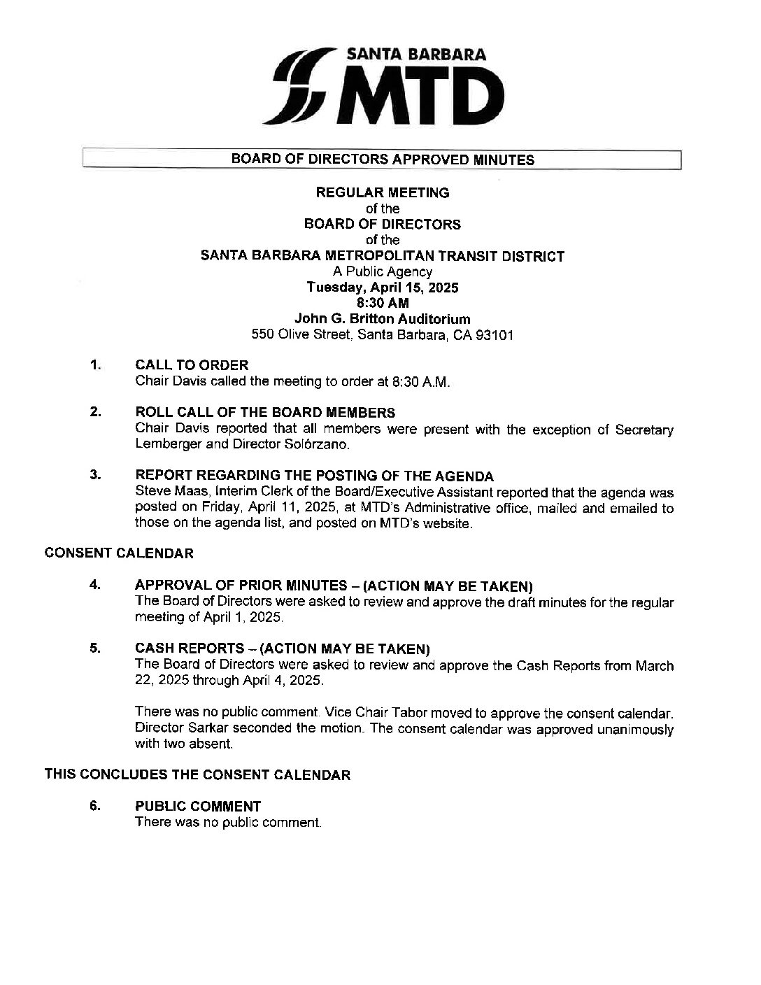 20250415 Approved Minutes Signed – Santa Barbara MTD