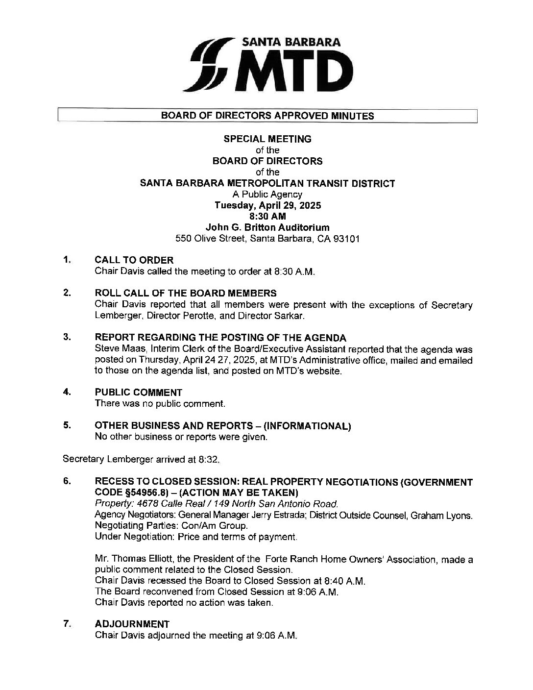 20250429 Approved Minutes Signed – Santa Barbara MTD