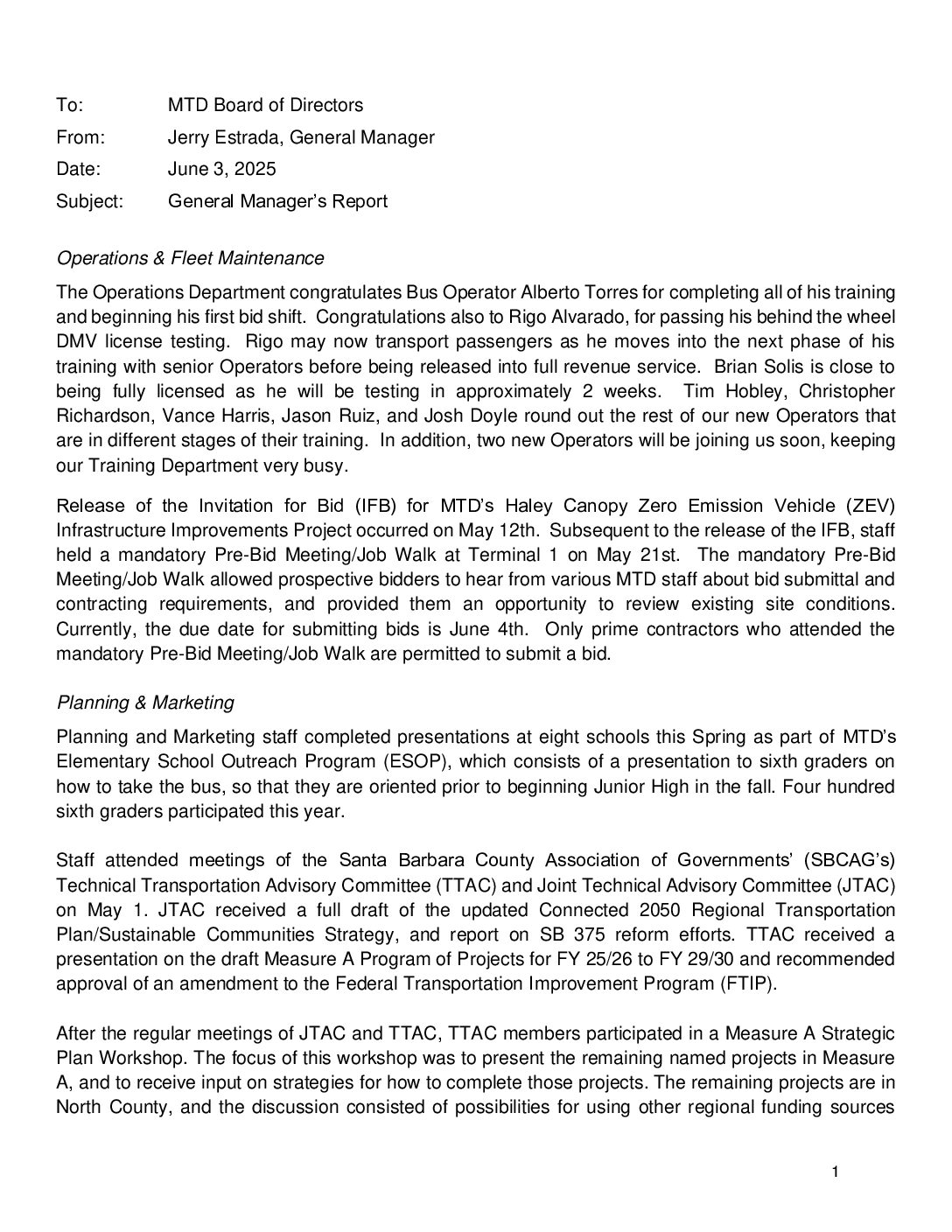 20250603 Item #11 GM Report – Santa Barbara MTD