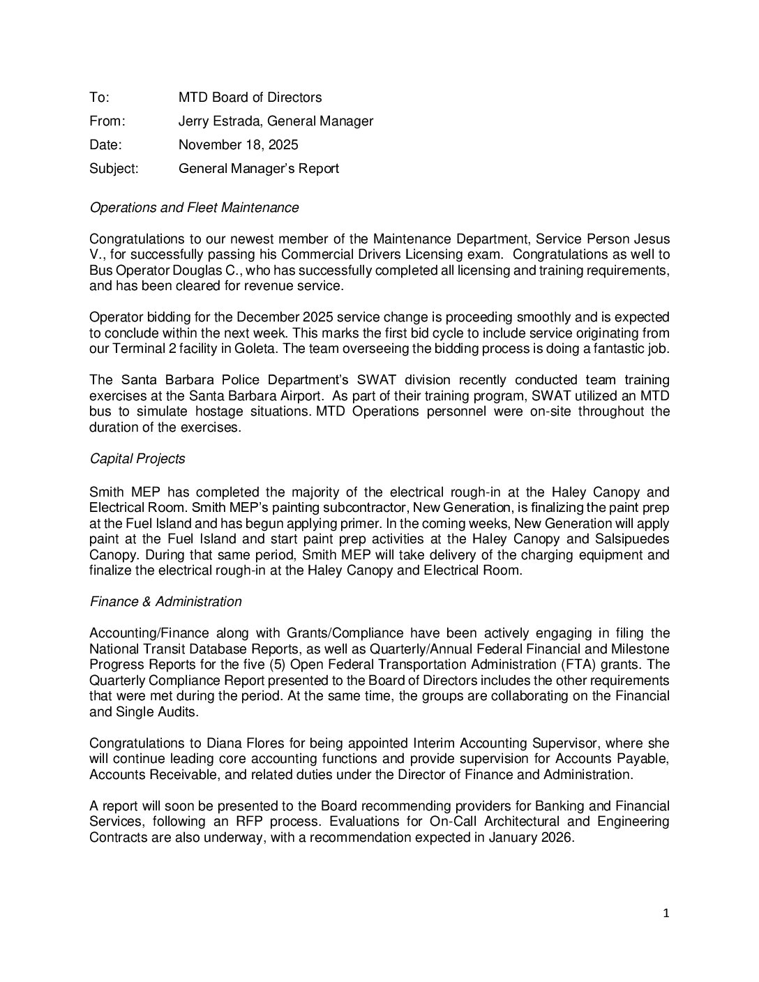 20251118 15. General Manager’s Report – Santa Barbara MTD